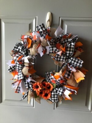 Autumn Rag Wreath - Handcrafted - **New** | eBay