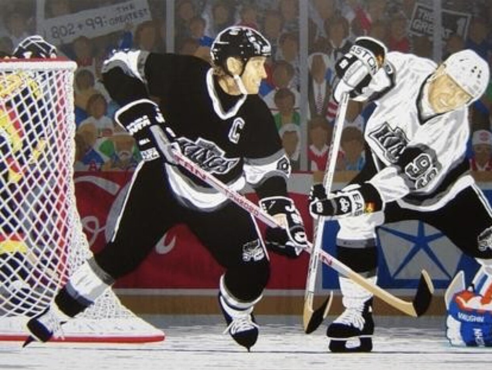 Wayne Gretzky Framed Rick Rush "Double Vision" Serigraph Signed By Rick ...