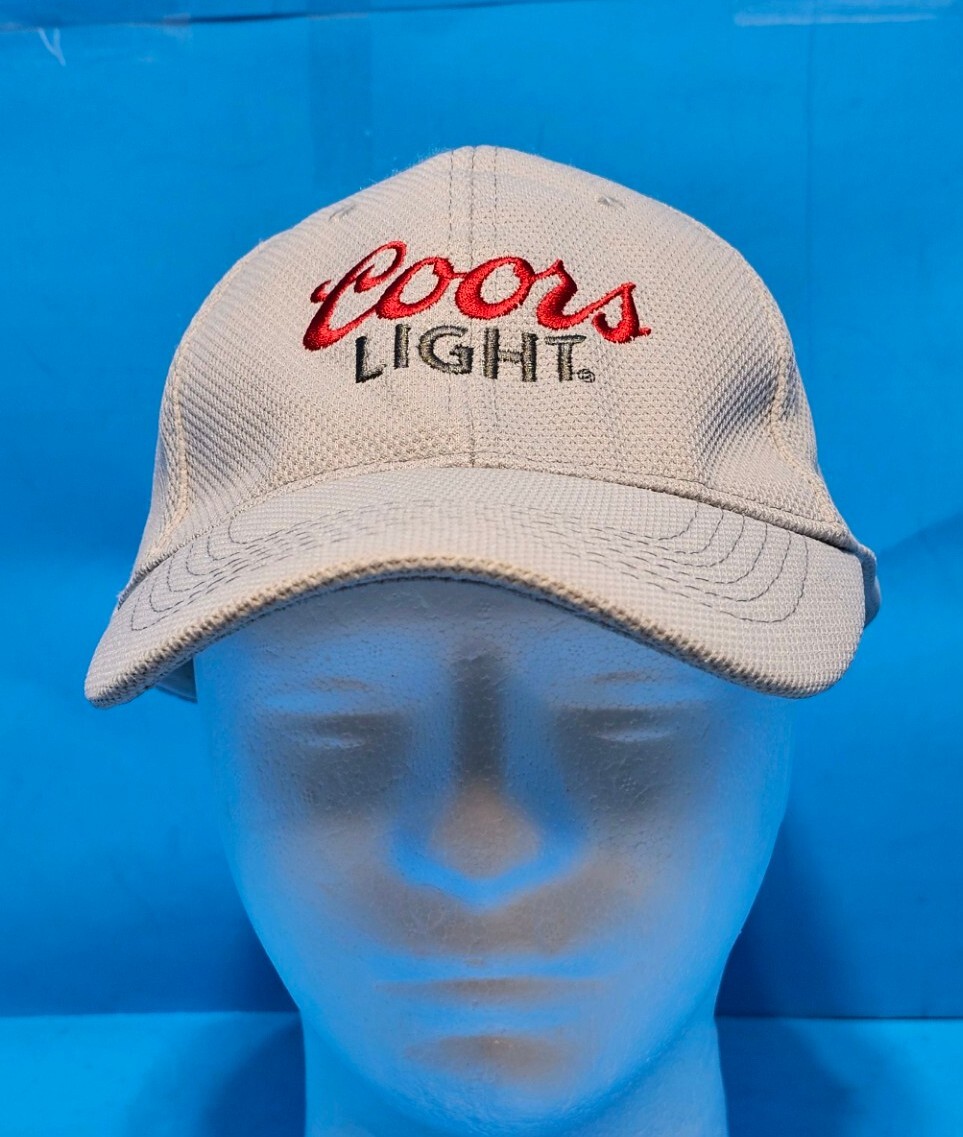 Coors Light Hat Cap ~Gray~ Embroidered Red Logo ~ Fitted One Size ...
