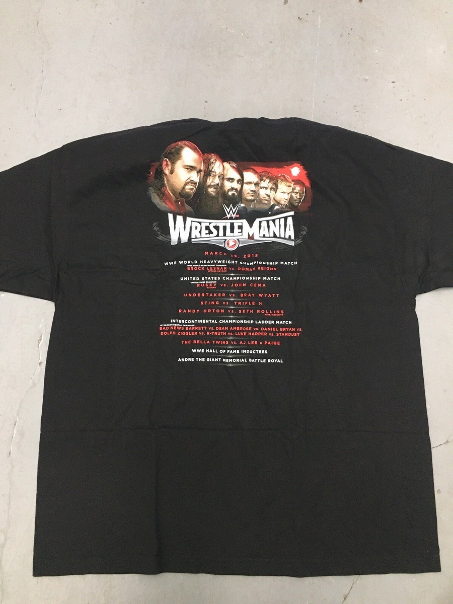 Official WWE WrestleMania 31 T-Shirt Men's Sz 2X Black 2015 Official WWE WrestleMania 31 T-Shirt Men's Sz 2X Black 2015