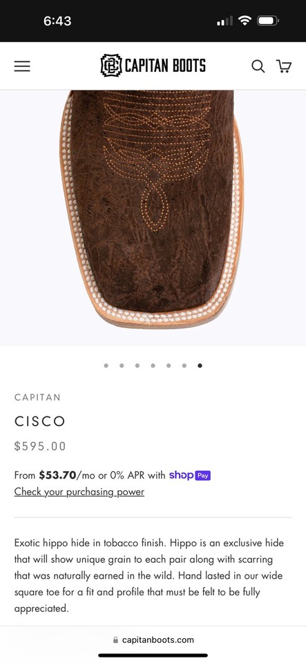 captain Cisco western boots mens 9.5 new Hippo Print | eBay