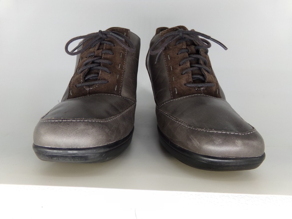 Clarks Bendables Oxford Lace Up Chunky Heel Booties Boots Suede Leather ...