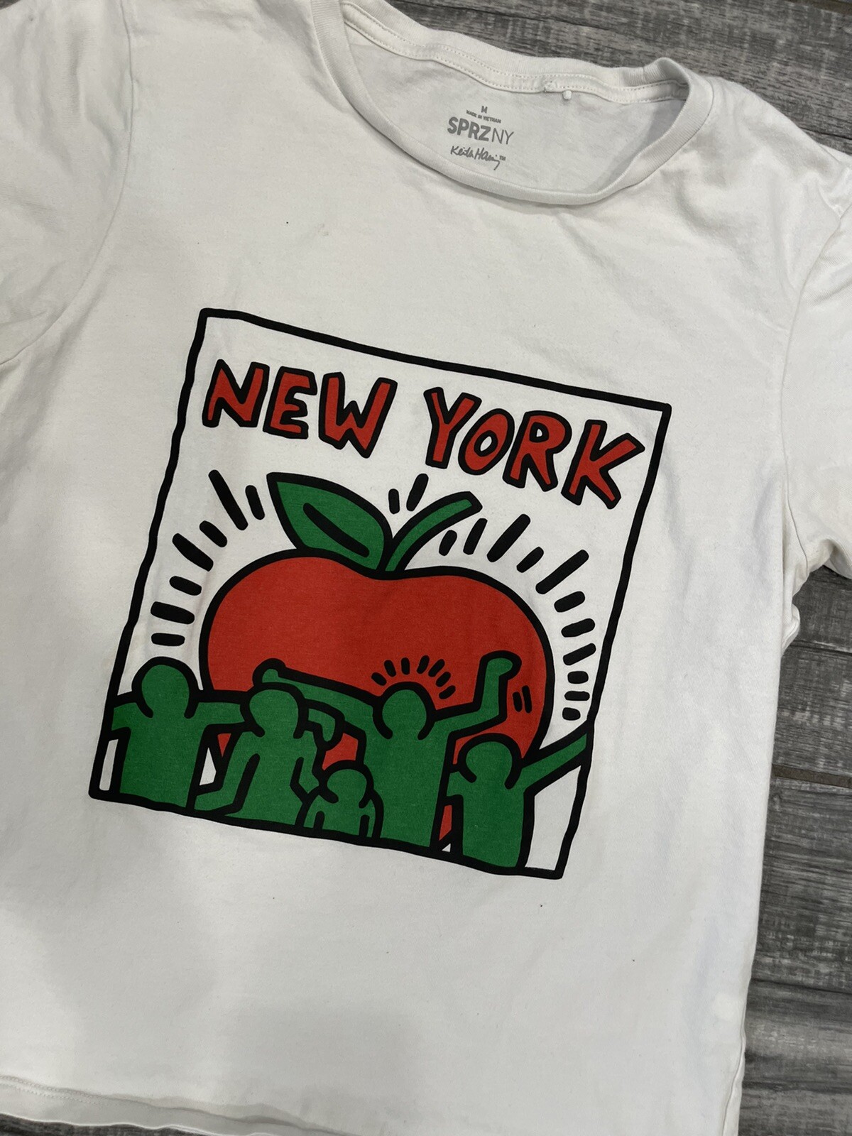 Keith Haring Shirt Big Apple New York Art Green White… - Gem