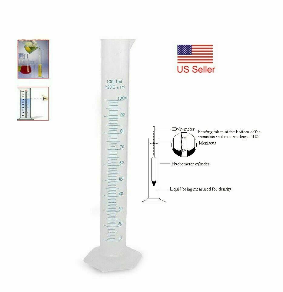Hydrometer Alcohol Meter Tralle Test Kit 0-200 Proof Traceable ...