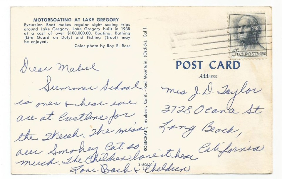 Lake Gregory California CA Postcard Pontoon Boat | eBay