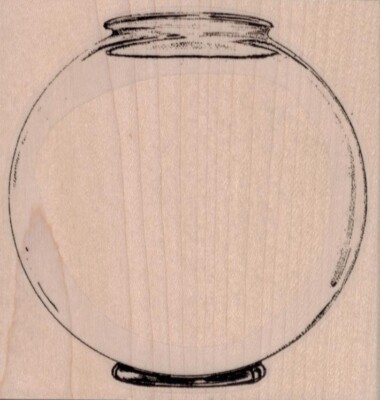 Fish Bowl 3 3/4 x 3 3/4" Rubber Stamp, Fish Bowl Stamp, Fish Stamp | eBay