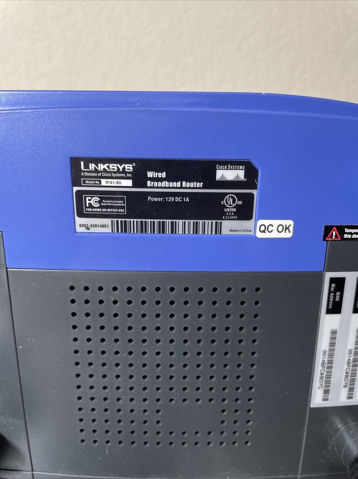 Linksys Wire Broadband Router RT41-BU Cable/DSL With 4-Port Switch ...