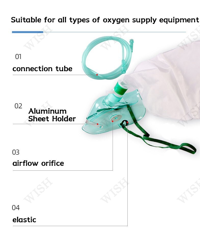 5/10 Pack Medical Grade Oxygen Mask, Disposable Oxygen Mask-Adult Model ...
