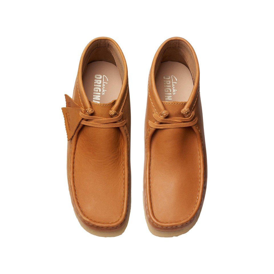 Clarks Wallabee Boot Mid 26176627 Mens Brown Leather Lace Up Chukkas ...