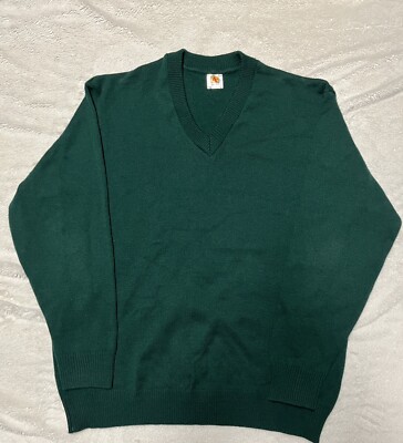 SWEATER Hunter Green V-Neck Varsity Pullover Adult 2XL A+ SCHOOLBELLES ...