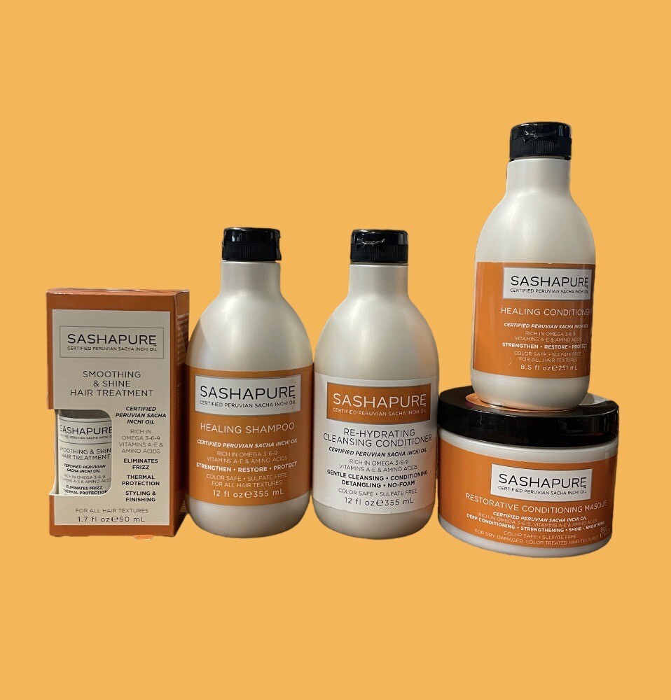 Full Set Of SASHAPURE SHAMPOO HEALING 12 Ounce SULFATE-FREE Vitamin E-A ...