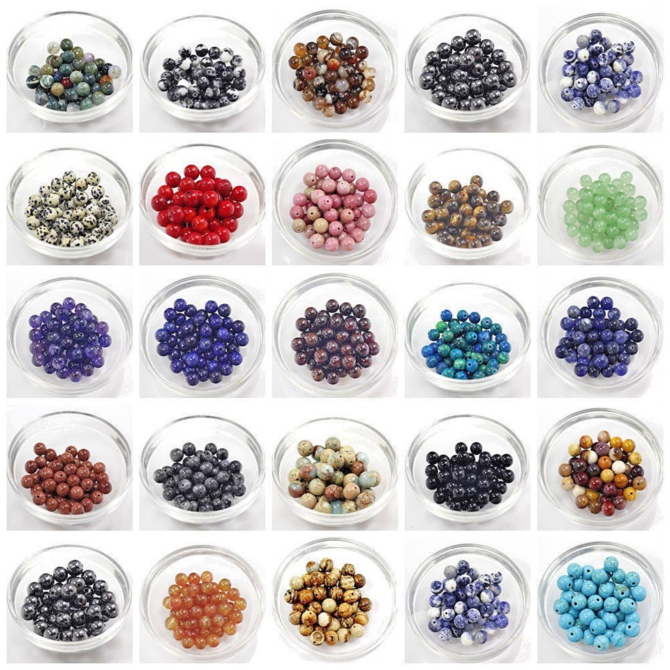 Natural Gemstone Beads lot Smooth Round Loose Bead 100pcs 4mm 6mm 8mm ...