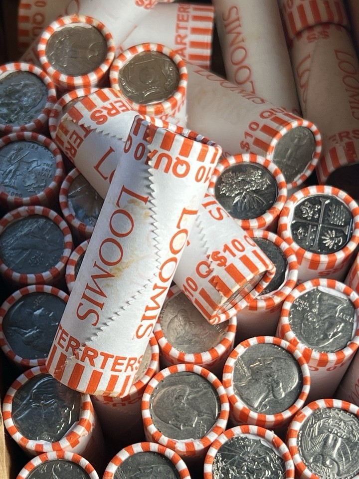 Washington Quarter Roll (Unsearched, Bank Wrapped) Silver Coin Roll ...