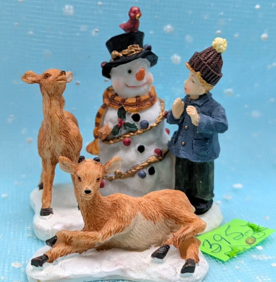 Boy Snowman Deer Bird animal friends Christmas Village Figurines LOOSE ...