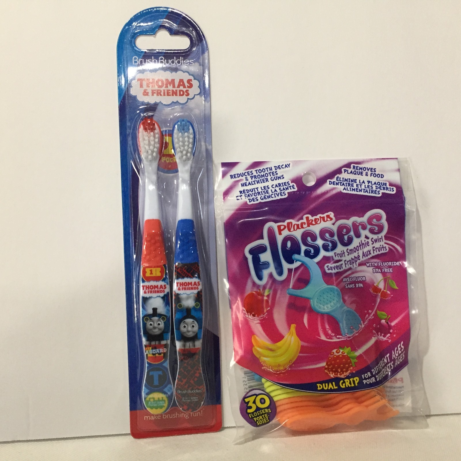 3 PC Set Brush Buddies Thomas The Train 2 PC Toothbrushes & Plackers ...