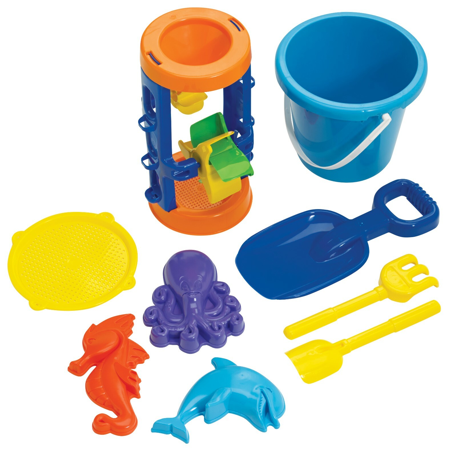 NEW AMERICAN PLASTIC TOYS KIDS 9 PIECE SAND BEACH CASTLE BUILDING SET ...