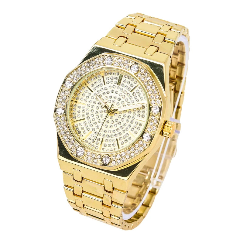 MENS ICED GOLD PLATED URBAN STYLE LUXURY BLING HIP HOP STONES METAL ...