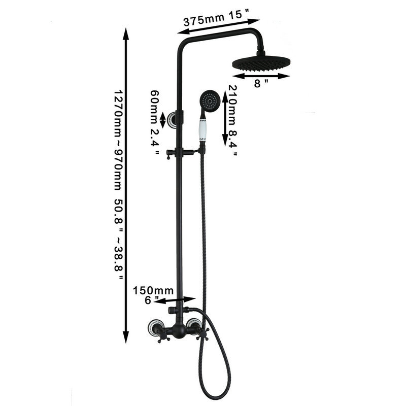ORB Rainfall Shower Faucet Set Round Shower Heads With Hand Shower Tub ...