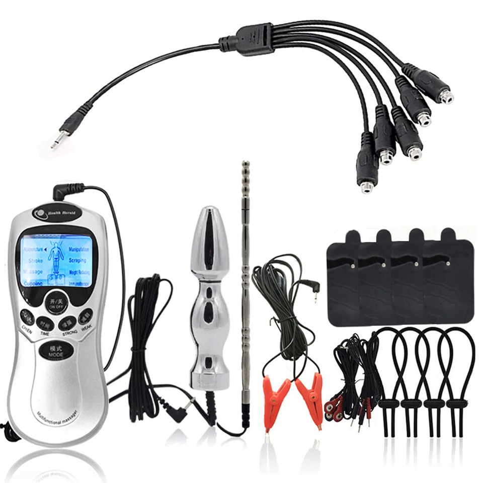 Luxury Estim Sex Electric Stimulation Kits with 5 in 1 Connector Estim ...