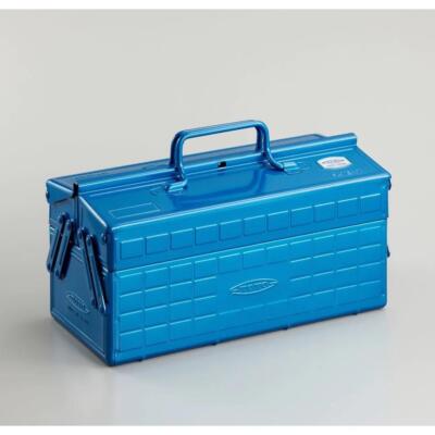 TOYO STEEL 2-Tier Tool Box ST-350 Blue Openable door Storage Case FedEx ...