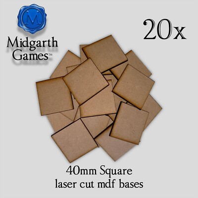 20x 40mm Square MDF Bases Miniature Warhammer Laser Cut 40K FAST ...