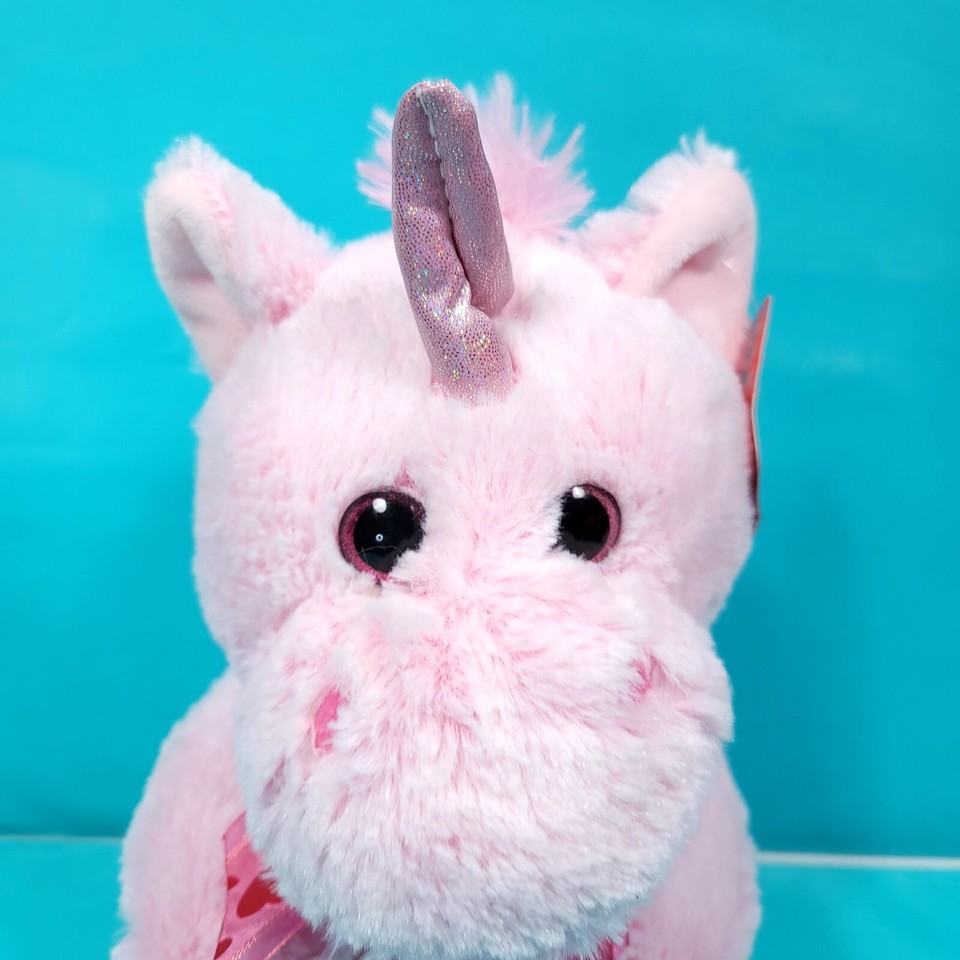 Unicorn Pink Red Hearts Glitter Horn Plush Stuffed Animal 12" Linzy | eBay
