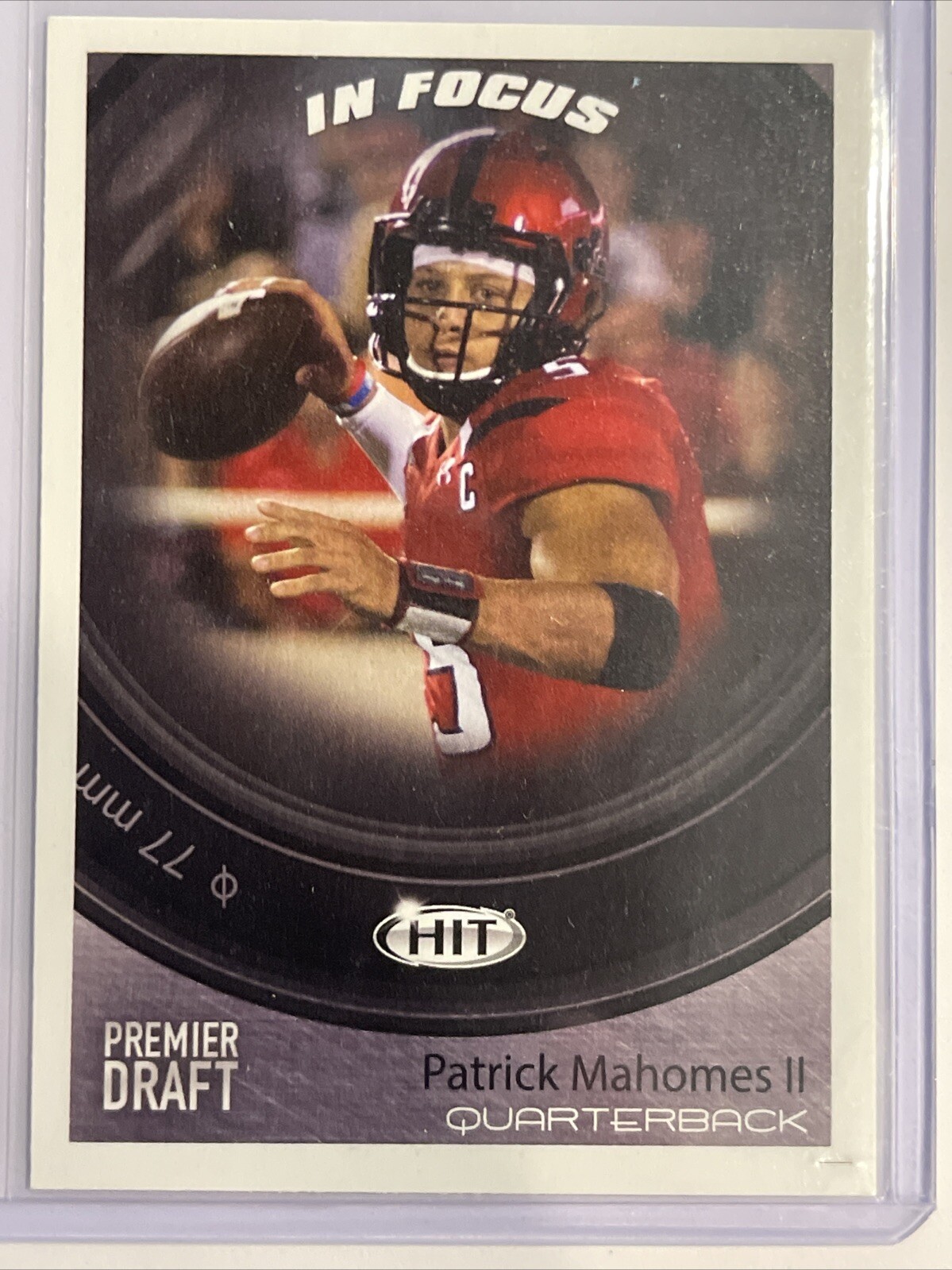 Patrick Mahomes RC 2017 HIT Premier Draft In Focus Rookie Card #43 ...