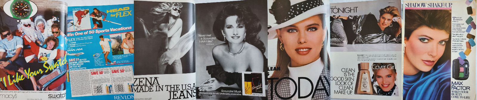 1986 GLAMOUR mag Alexa Singer Uma Thurman Nastasia Urbano Lingerie Kara ...