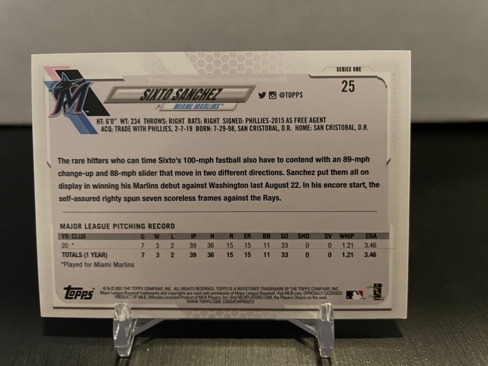 Sixto Sanchez 2021 Topps Factory Sets #25 Walmart Royal Blue - Rookie ...