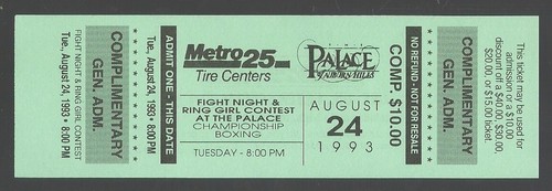 8/24/93 JAMES TONY VS LARRY PRATHER FULL TICKET NM/MT TONEY WIN UD 39-0 ...