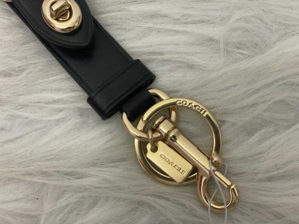 Coach Leather Trigger Snap Bag Charm Black Valet Key Ring Fob | eBay