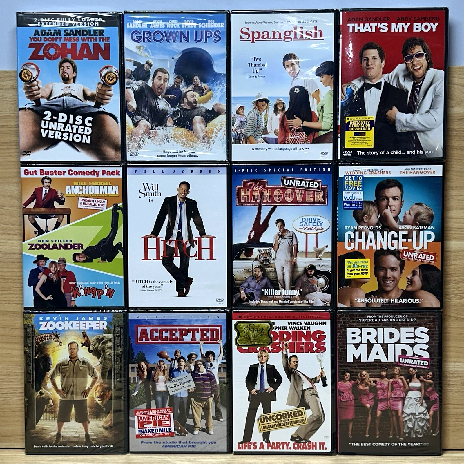 Lot of 12 Comedy DVDs Adam Sandler Ben Stiller Zach Galifianakis – NEW ...