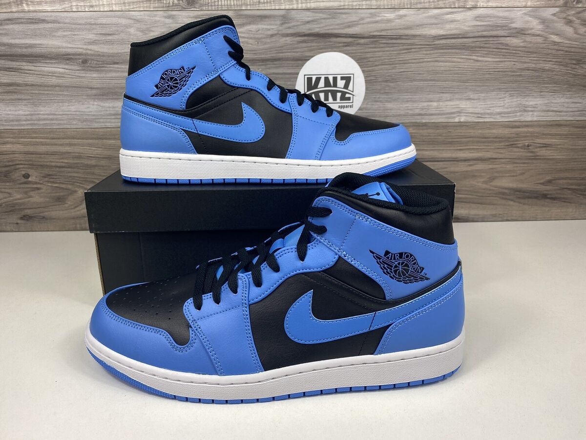 Nike Air Jordan 1 Mid University Blue Black White UNC Men's Nike Air Jordan 1 Mid University Blue Black White UNC Men's