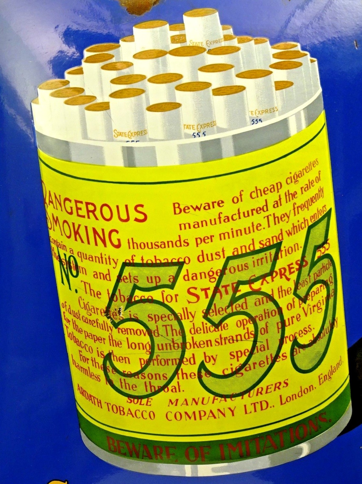 STATE EXPRESS VIRGINIA 555 CIGARETTES SIGN ADVERTISE VINTAGE ENAMEL ...