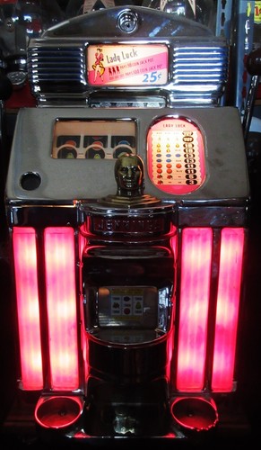 Jennings 25c Red Light Up Lady Luck Slot Machine Circa 1940's | eBay