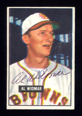 1951 BOWMAN BASEBALL CARD #281 AL WIDMAR PQ AUTOGRAPHED SIGNED ST ...
