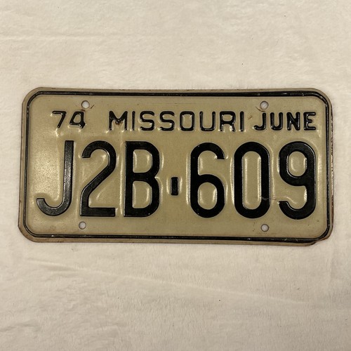 Vintage 1974 Missouri MO License Plate June J2B-609 Patina Character | eBay