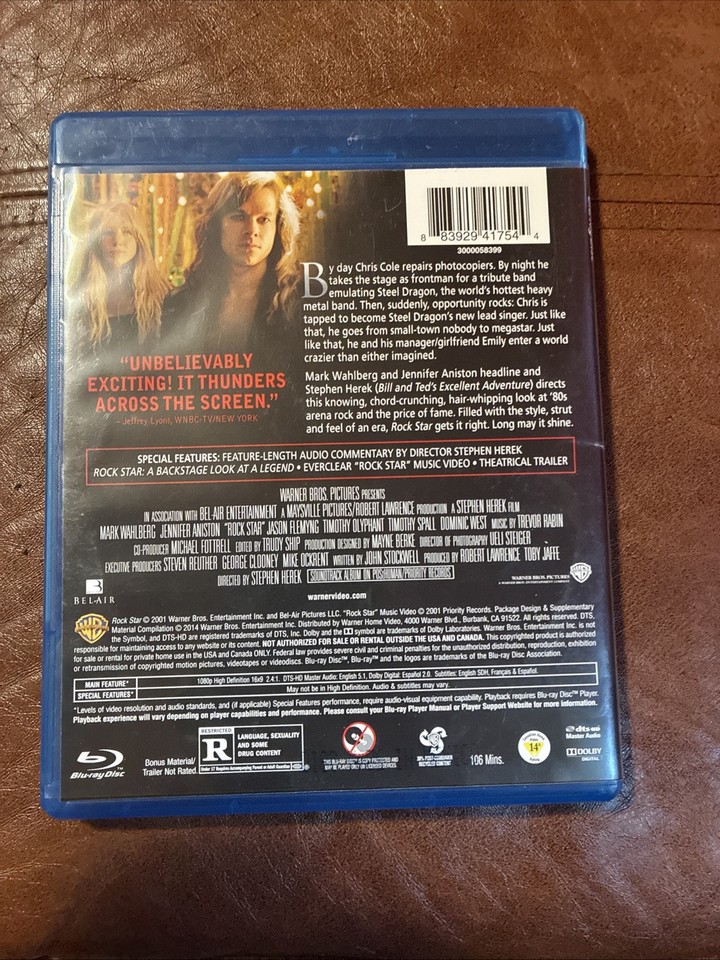 Rock Star (Blu-ray, 2014) OOP, Jennifer Aniston, Mark Wahlberg ...