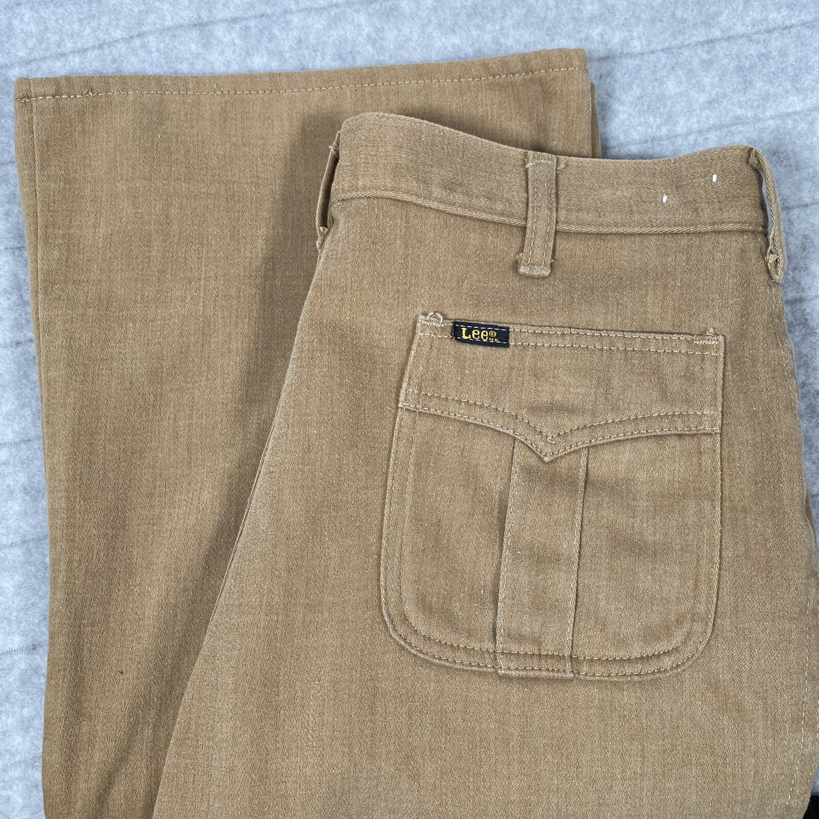 Vintage 70s Lee Pants 34x30 Beige Made in USA Wide Le… - Gem