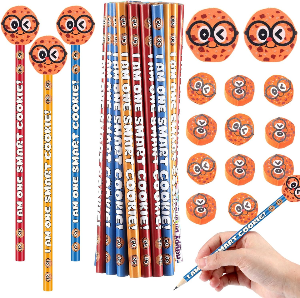 36 Pcs Smart Cookie Pencil with Biscuit Erasers Cookie Topper Themed ...