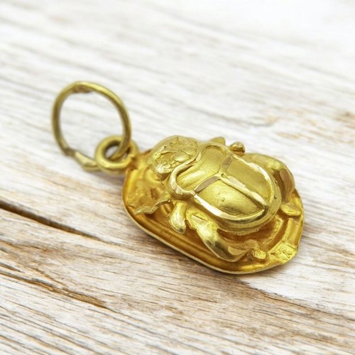 Vintage Scarab Charm Pendant – Gold Tone – “1A” Maker’s Mark – Egyptian ...