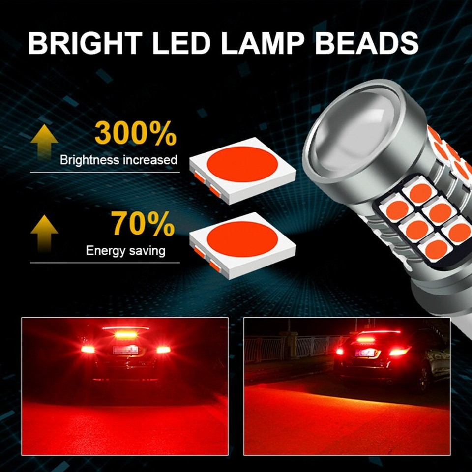 4x 1157 LED Red Strobe Flashing Light Bulbs Brake Tail Stop Parking ...