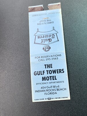 Vintage Florida Matchbook: “The Gulf Towers Motel” Indian Rocks Beach ...