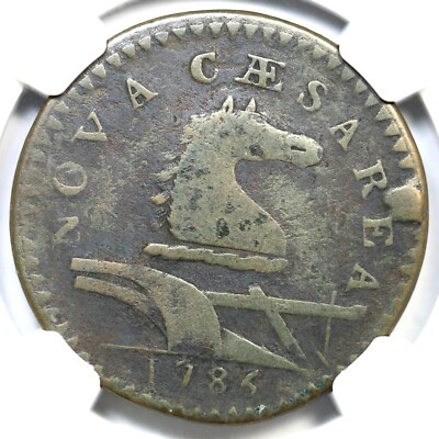 1786 M 16-L R-2 NGC F 12 Straight Beam New Jersey Colonial Copper Coin ...