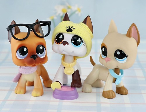 Pet Shop LPS 3pcs Great Dane Set 244 577 1647 Rare Toy and Accessories ...