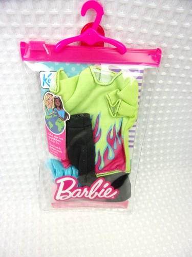Ken Doll Fashion Pack Clothes Flame T-Shirt Black Pants Sandals SEALED ...