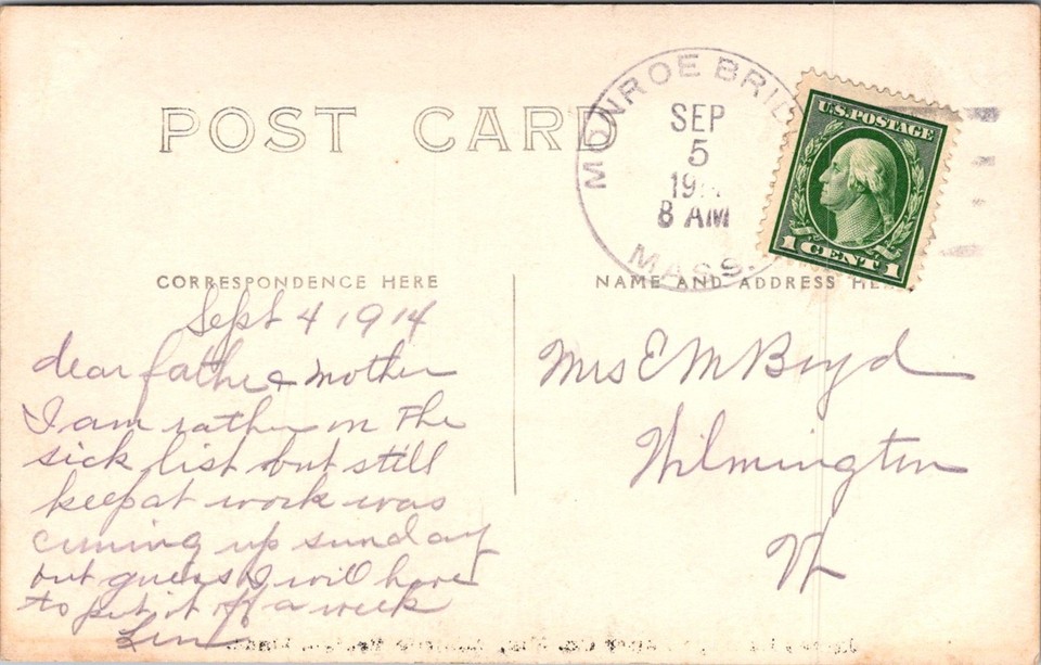 GOLDPATH: US POSTCARD 1914 MONROE BRIDGE,MA.OLD PHOTO CV813_P06 | eBay