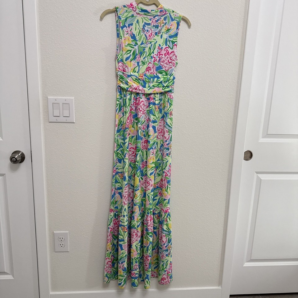 $198 NWT LILLY PULITZER PEARCE MAXI JERSEY DRESS MULTI GROVE GARDEN ...