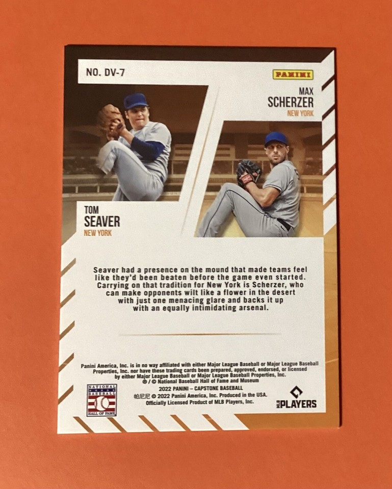 2022 Panini Capstone Tom Seaver & Max Scherzer DEJA VU, New York Mets ...
