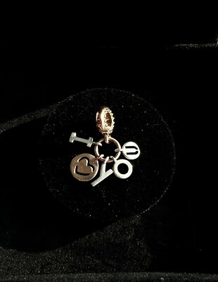 Pandora Letters I Love You U Dangle Charm Silver Alloy Rose Gold ...